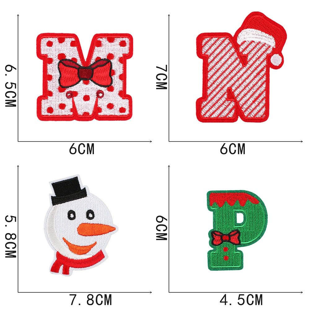 Christmas Letter Iron on Patch Sew Patch Snowman Reindeer Xmas - Etsy