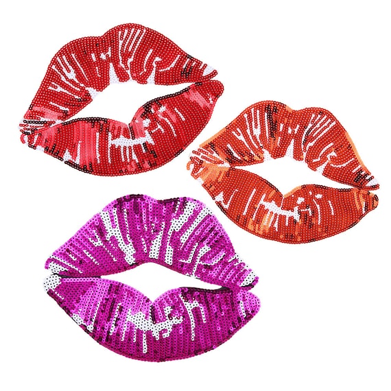 Sequin Kiss Iron on Patch Large Sew on Patch Lips Mouth Sexy - Etsy