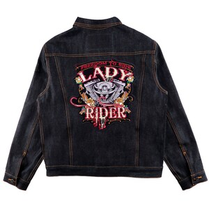 Lady Rider Large Sew Iron on Patch Embroidered Freedom to Ride ...