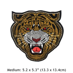 Large Tiger Head Sew on Patch Brush Bristle Embroidered Embroidery ...