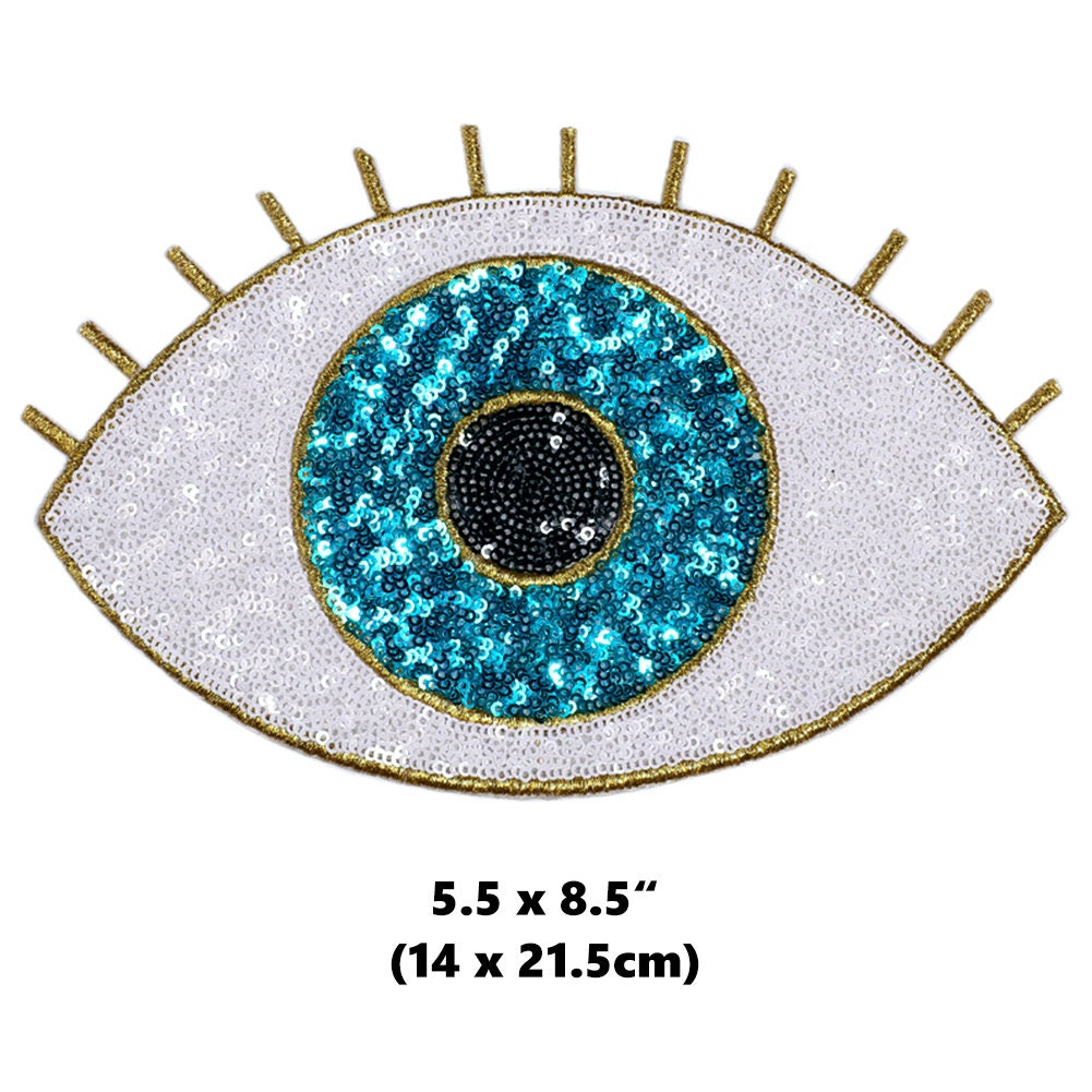 All Seeing Eye Sequin Iron on Patch Evil Eye Large Sew on - Etsy