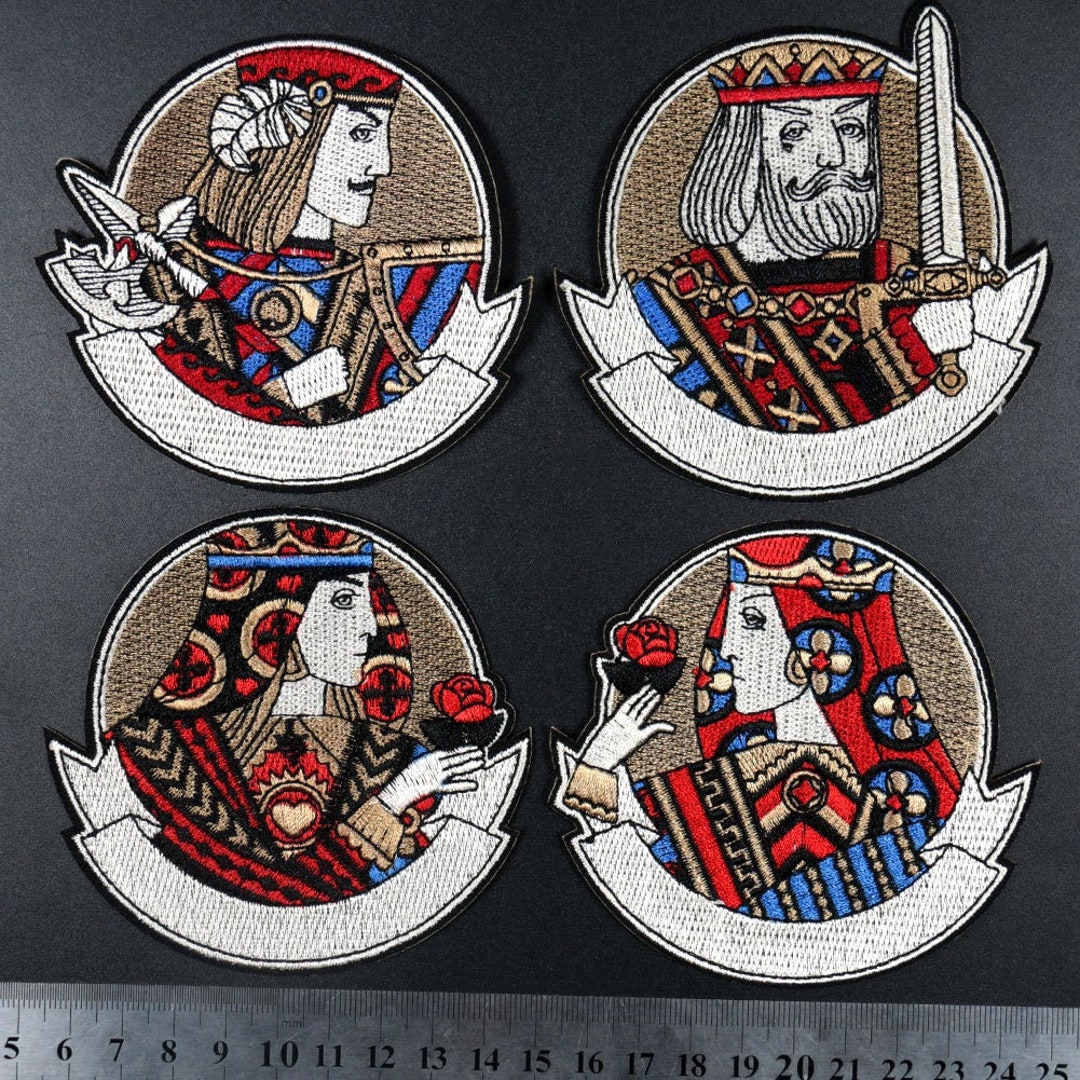 Round Sew Iron on Patch Poker King Queen Jack Spade Player Cards ...