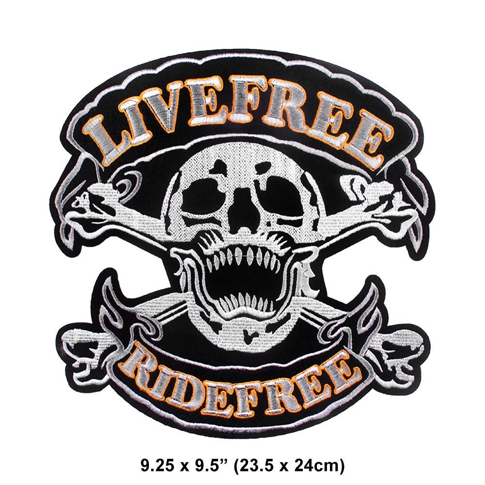 Large Skull Rider Sew Iron on Patch Embroidered Jolly Roger - Etsy