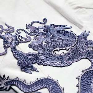 11" Large Chinese Dragon Patch Sew on Back Patch Round Embroidered ...