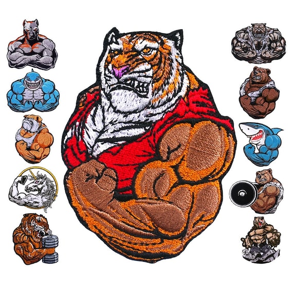 Muscle Man Sew Iron on Patch Muscular Strong Bicep Bodybuilder - Etsy