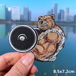 Muscle Man Sew Iron on Patch Muscular Strong Bicep Bodybuilder ...