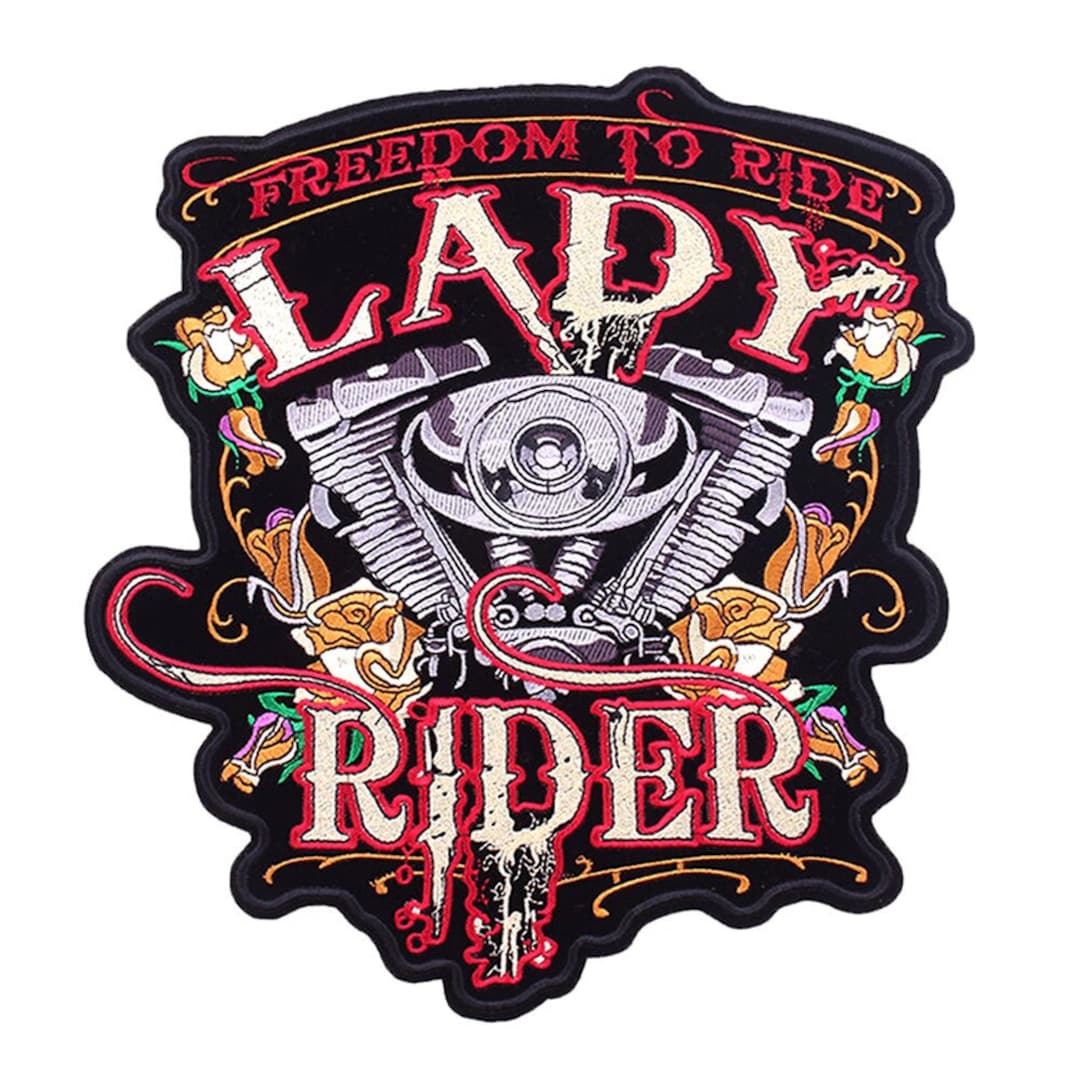 Lady Rider Large Sew Iron on Patch Embroidered Freedom to Ride ...