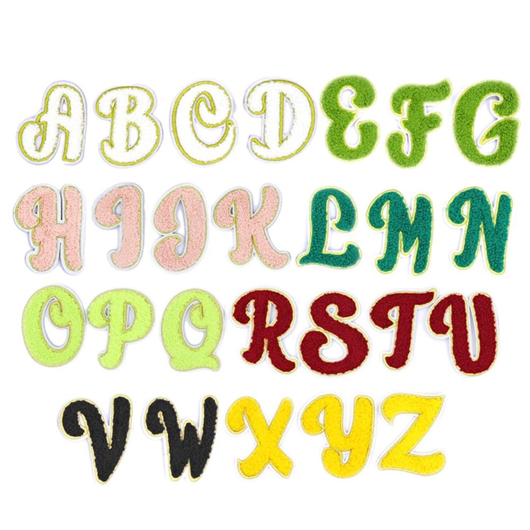 Chenille Letter Iron on Patch Sew 2.75"/7cm Cursive Alphabet A-Z Gold ...