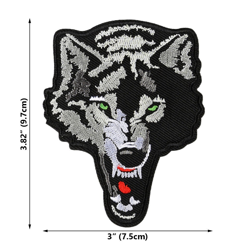 Large Wolf Roaring Head Iron on Patch Gray Sew on Patch - Etsy