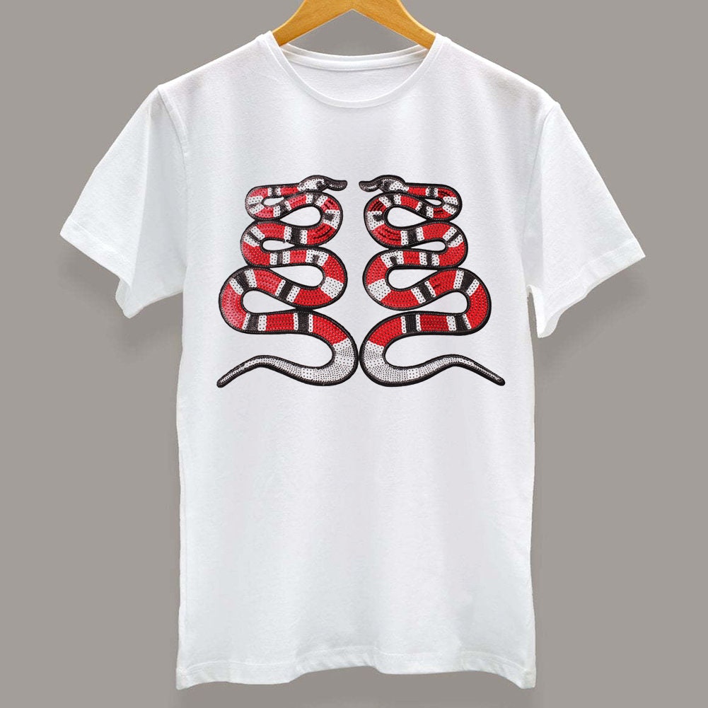 Large Sequin Coral Snake Back Patch Sew Iron on Large Applique Red ...