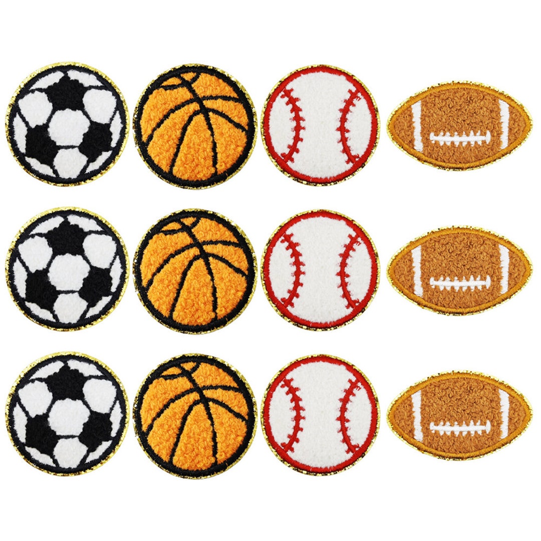 3pc Chenille Basketball Iron on Patch Baseball American Football Soccer ...