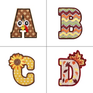Fall Harvest Letter Patch Iron on Patch Autumn Picking Harvesting Leaf ...
