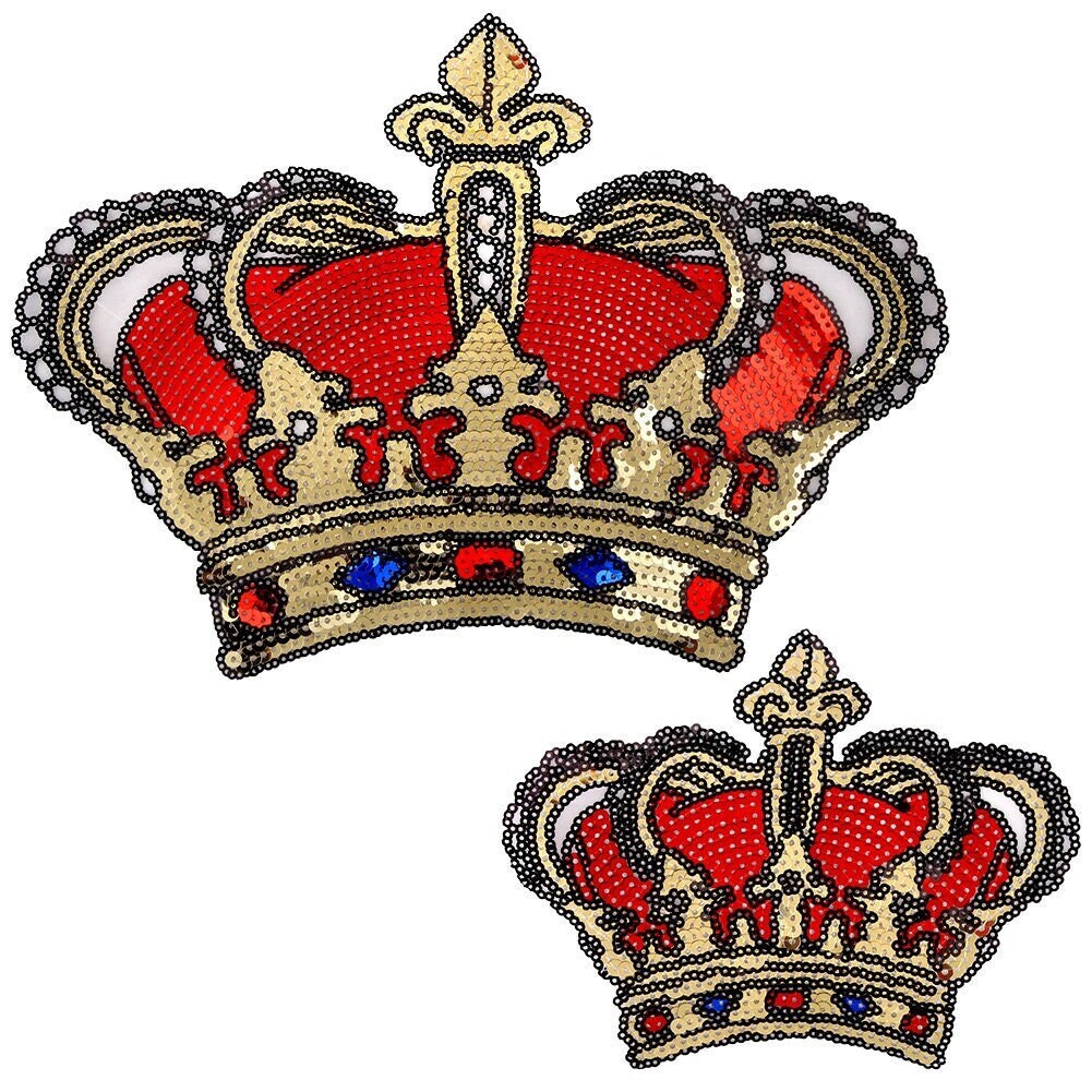 Large Royal Crown Sequin Iron on Patch Sew on Patch Sparkling - Etsy