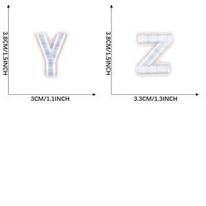 3D Letter Patch Iron on Patch Blue Purple Pink Striped 1.5"/4cm Sew on ...