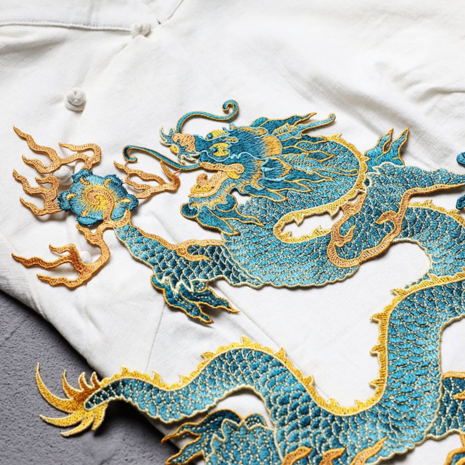 11 Large Chinese Dragon Patch Sew on Back Patch Round Embroidered ...