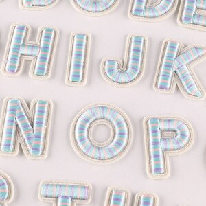 3D Letter Patch Iron on Patch Blue Purple Pink Striped 1.5"/4cm Sew on ...