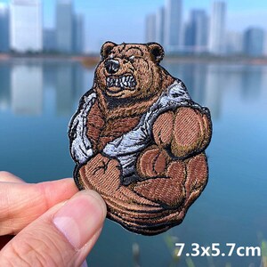 Muscle Man Sew Iron on Patch Muscular Strong Bicep Bodybuilder ...