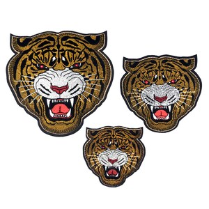 Large Tiger Head Sew on Patch Brush Bristle Embroidered Embroidery ...