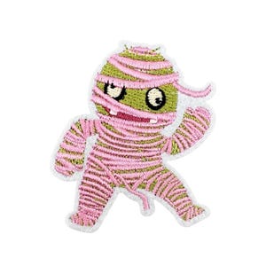 Pink Halloween Iron on Patch Ghost Witch Hat Cat Jack O'lantern Grim ...