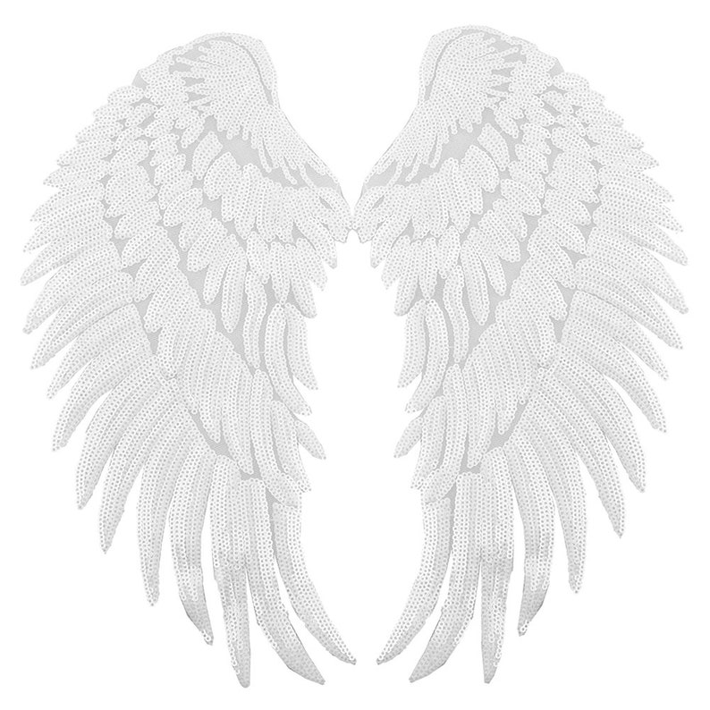 Large Sequin Angel Wing Iron on Patch 35cm 13.75" Glitter Sparkling ...