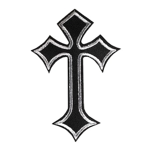 Gothic Cross Sew Iron on Patch Crucifix Applique Embroidered Heart ...