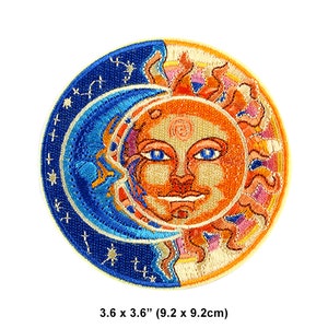 Sun Moon Round Iron on Patch Sew Celestial Star Solar Crescent Moon ...