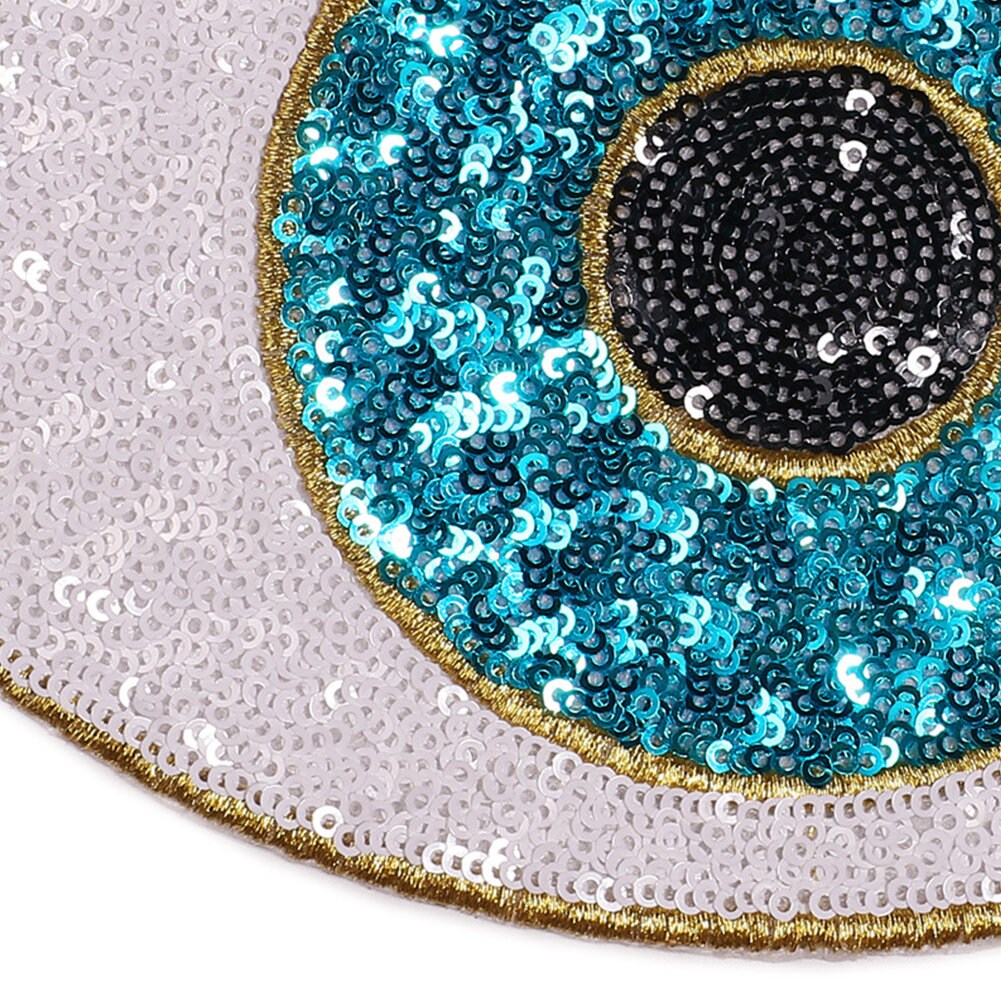 All Seeing Eye Sequin Iron on Patch Evil Eye Large Sew on - Etsy