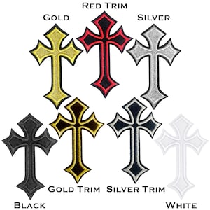 Gothic Cross Iron on Patch Embroidered Sew Patch Crucifix Applique ...