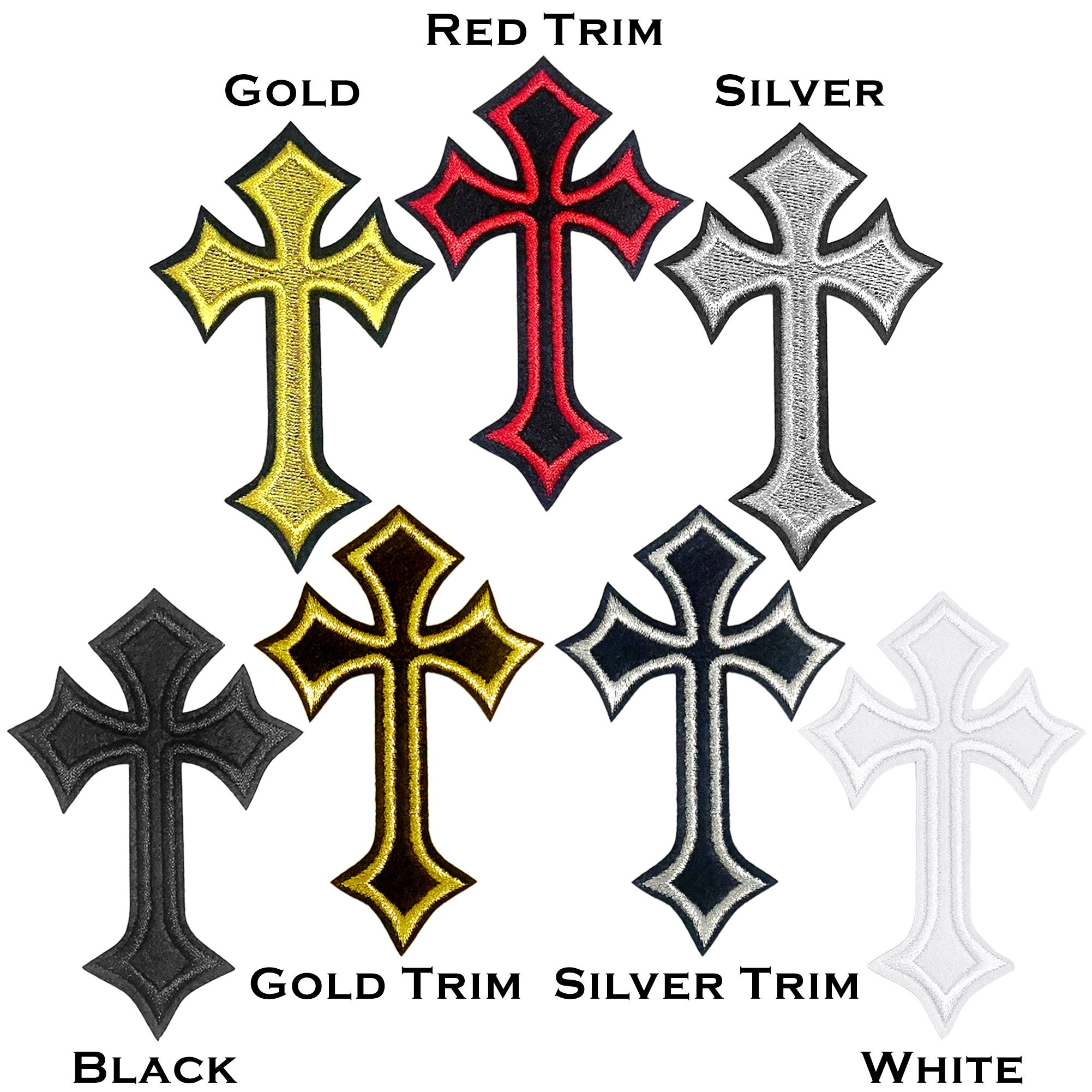 Gothic Cross Iron on Patch Christian Embroidered Sew Patch Crucifix ...