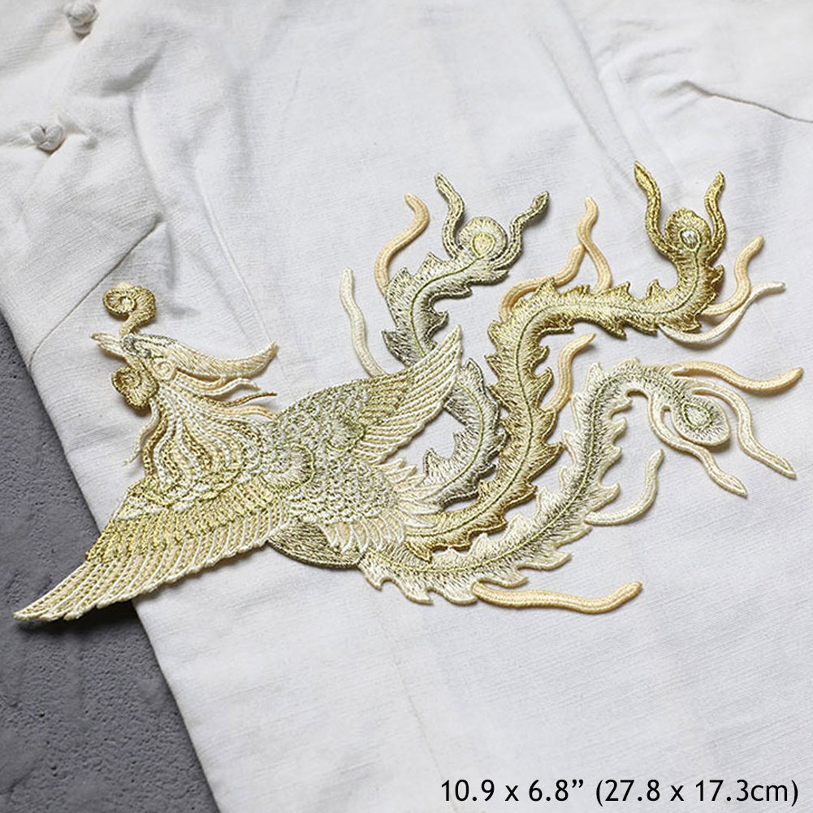Phoenix Patch Sew on 11"/28cm Large Embroidered Japanese Bird Pair Big ...