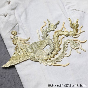 Phoenix Patch Sew on 11"/28cm Large Embroidered Japanese Bird Pair Big ...