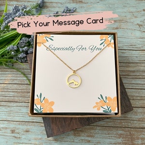 Personalized Message Card Necklace, Mt. Range Dainty Gold-plated ...
