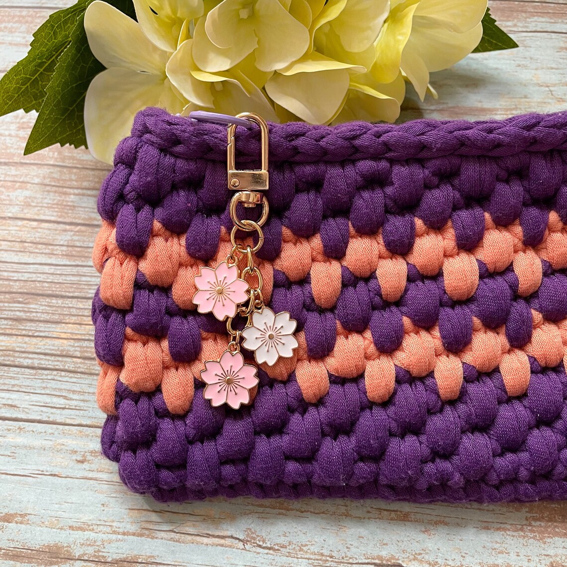 Sakura Cherry Blossom Keychain Charm Gold Keychain Charm - Etsy