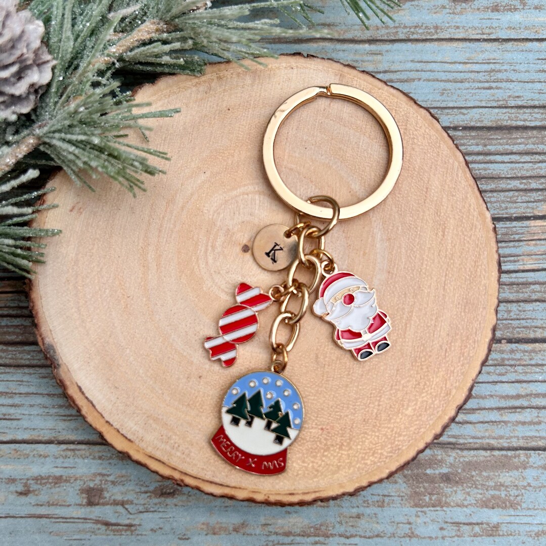 Christmas Santa & Snow Globe Keychain, Holiday Aesthetic Enamel ...