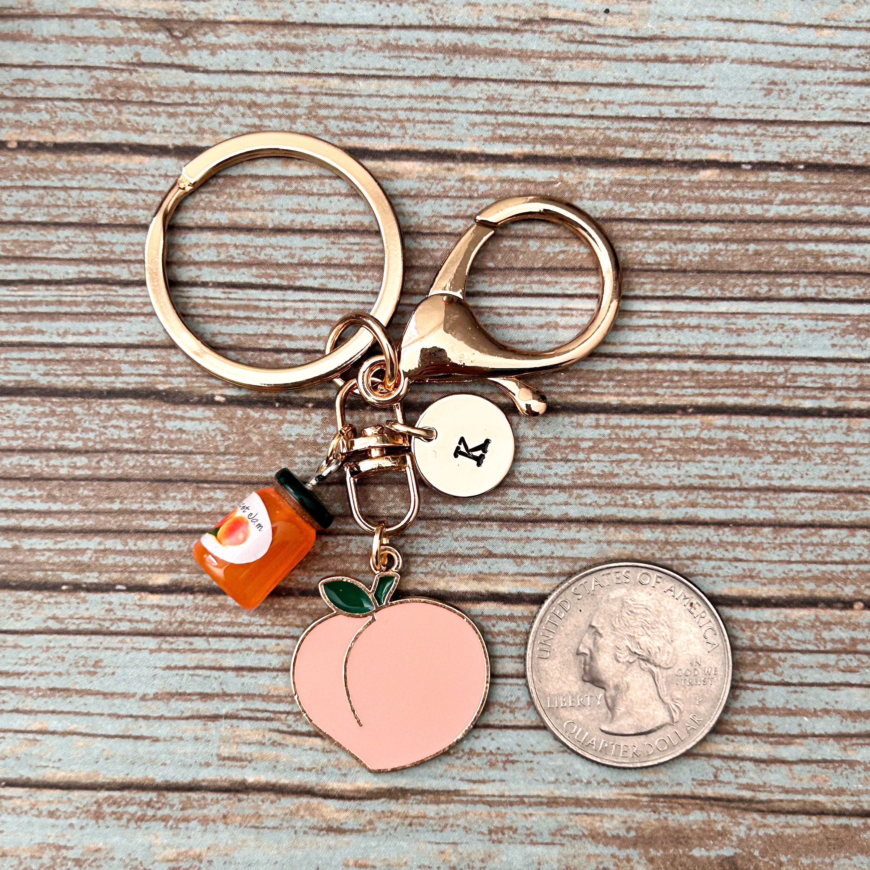 Peach & Apricot Jam Enamel Gold Keychain | Gift Idea | Keychain With ...