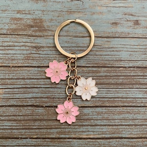 Sakura Cherry Blossom Keychain Charm Gold Keychain Charm - Etsy
