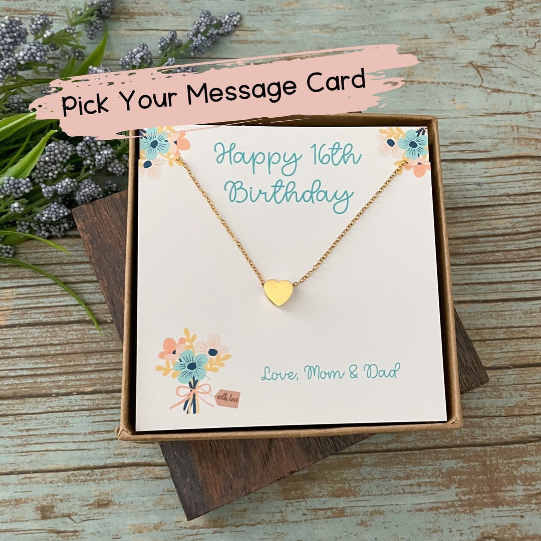 Personalized Message Card Necklace, Heart Pendant Dainty Stainless ...