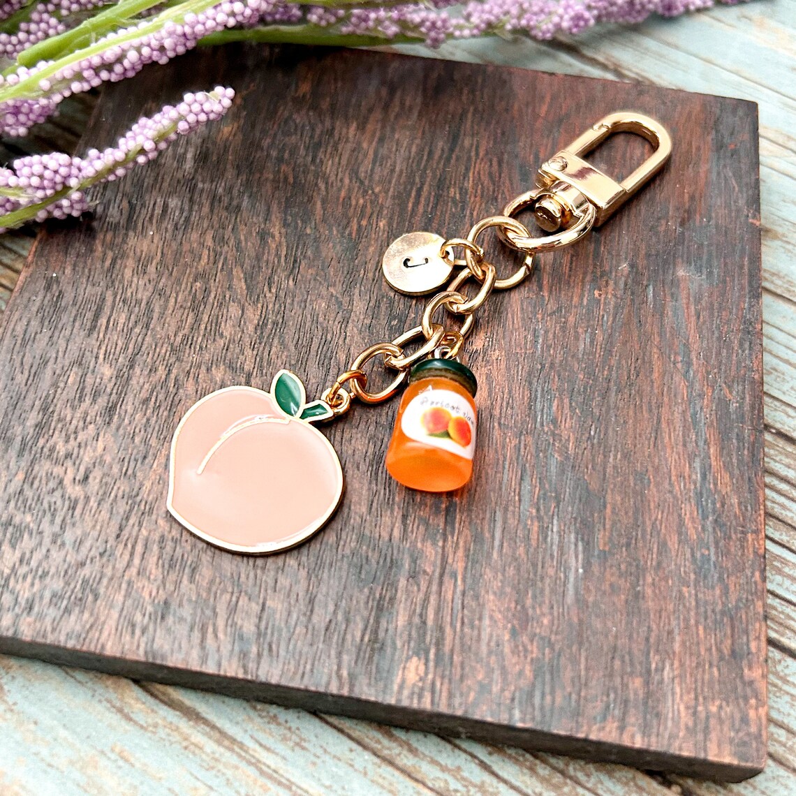 Peach & Apricot Jam Enamel Gold Keychain | Gift Idea | Keychain With ...