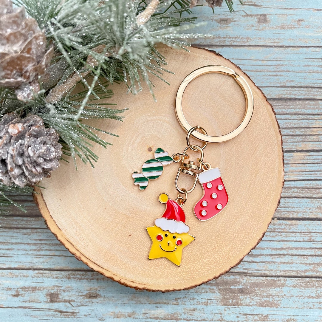 Christmas Star Enamel Keychain Holiday Keychain Aesthetic - Etsy