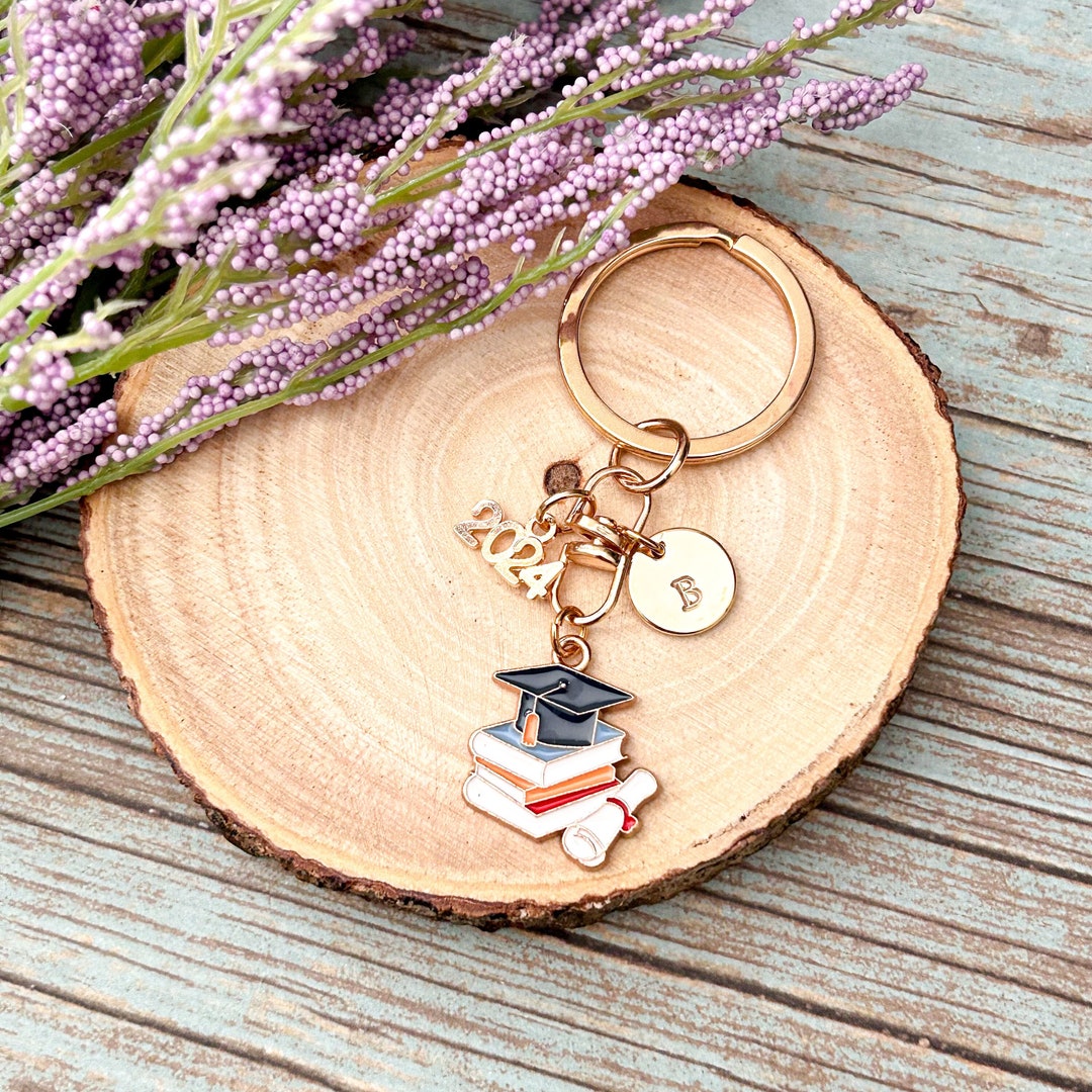 Graduation 2025 Keychain, Personalized Initial Charm, Graduation Gift ...