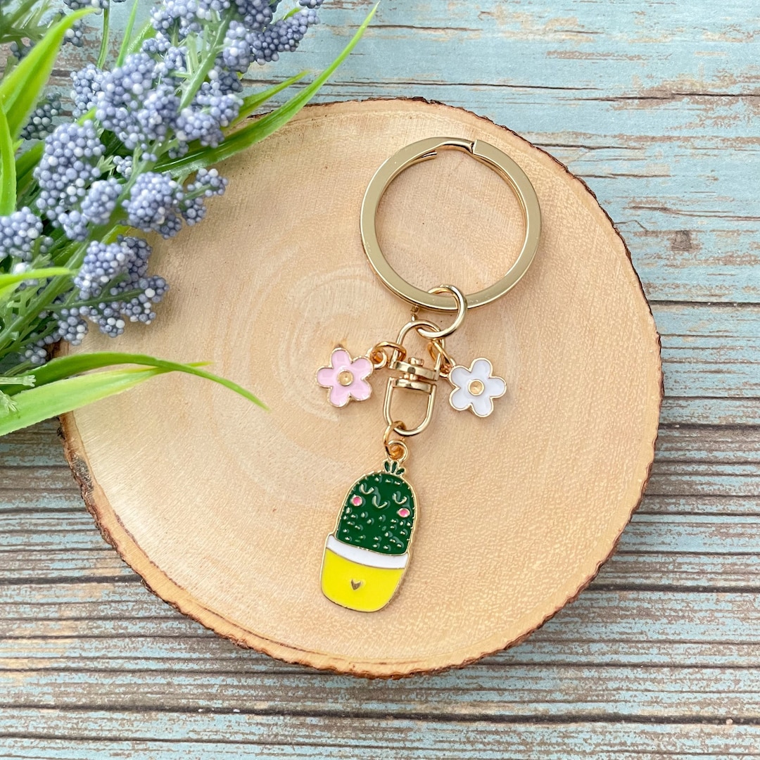Cactus Enamel Keychain, Succulent Keychain Charm, Cute Backpack Purse ...