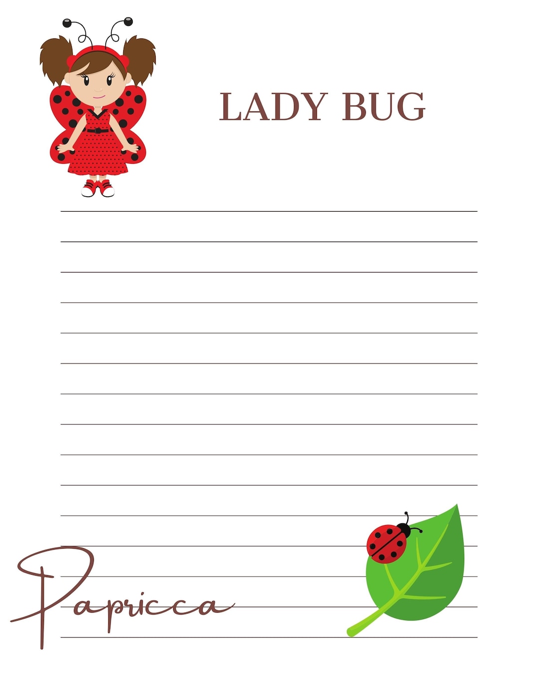 Spring Lady Bug Printable Stationery Set 10 Piece - Etsy