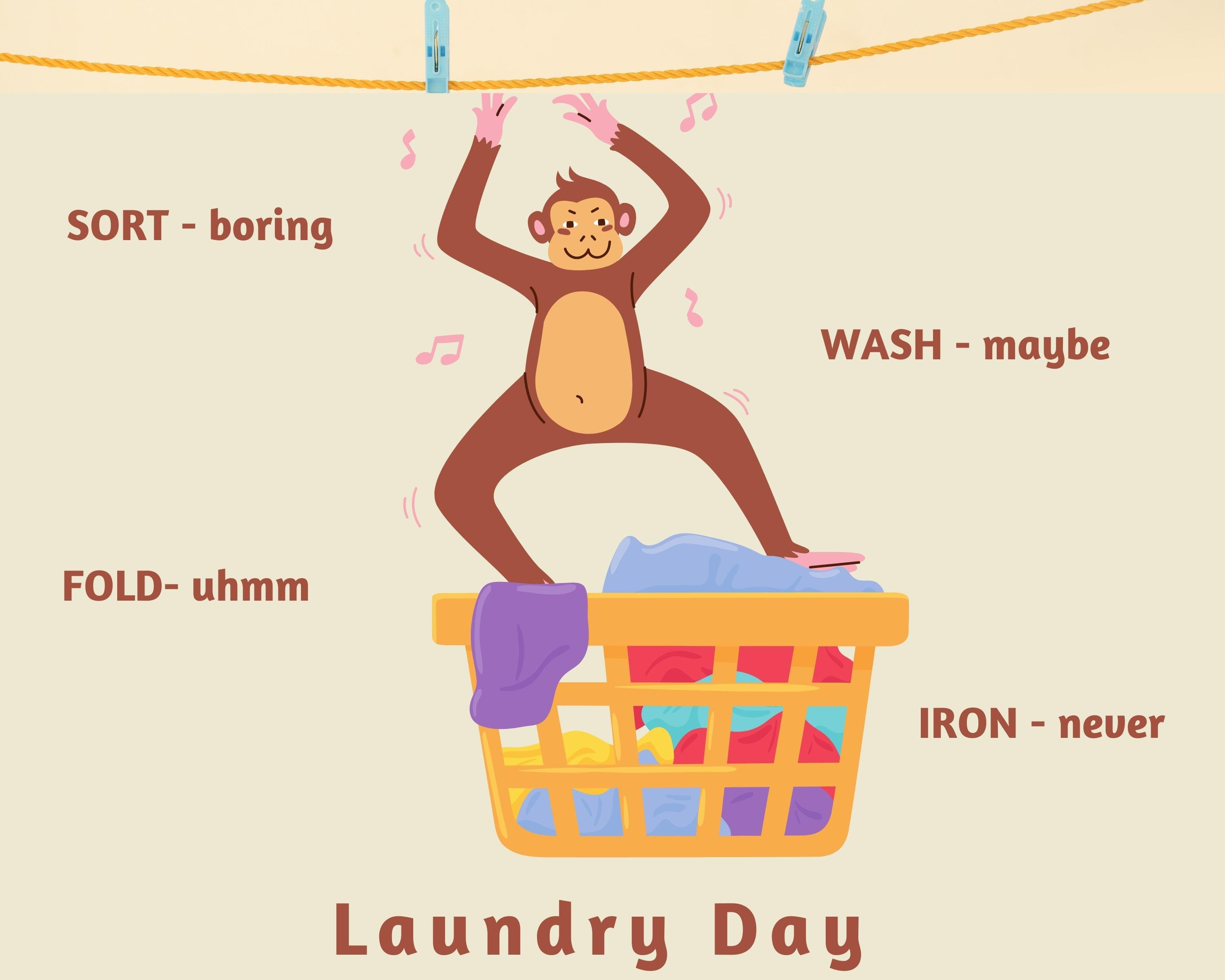Funny Monkey Laundry Room Printable Art, Funny Monkey Laundry Room ...