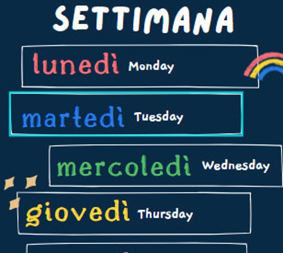 Days Of The Week In Italian