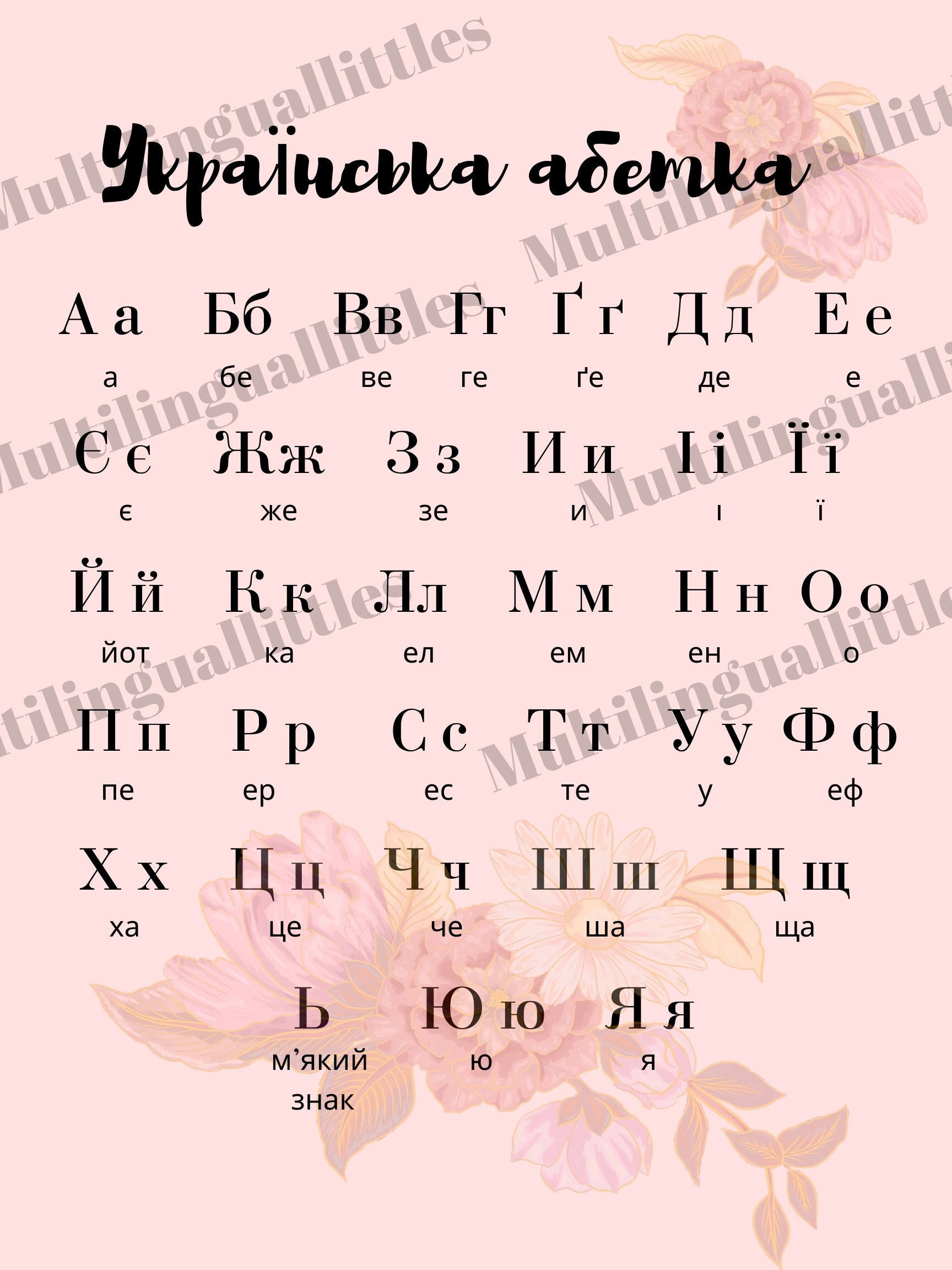 Ukrainian Alphabet Poster DIGITAL FILE DOWNLOAD Українська - Etsy