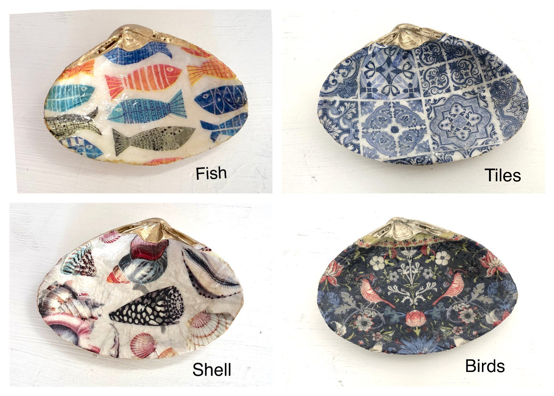 Large Decoupaged Clam Shell Trinket Ring Dish - Etsy