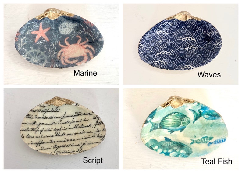 Large Decoupaged Clam Shell Trinket Ring Dish - Etsy