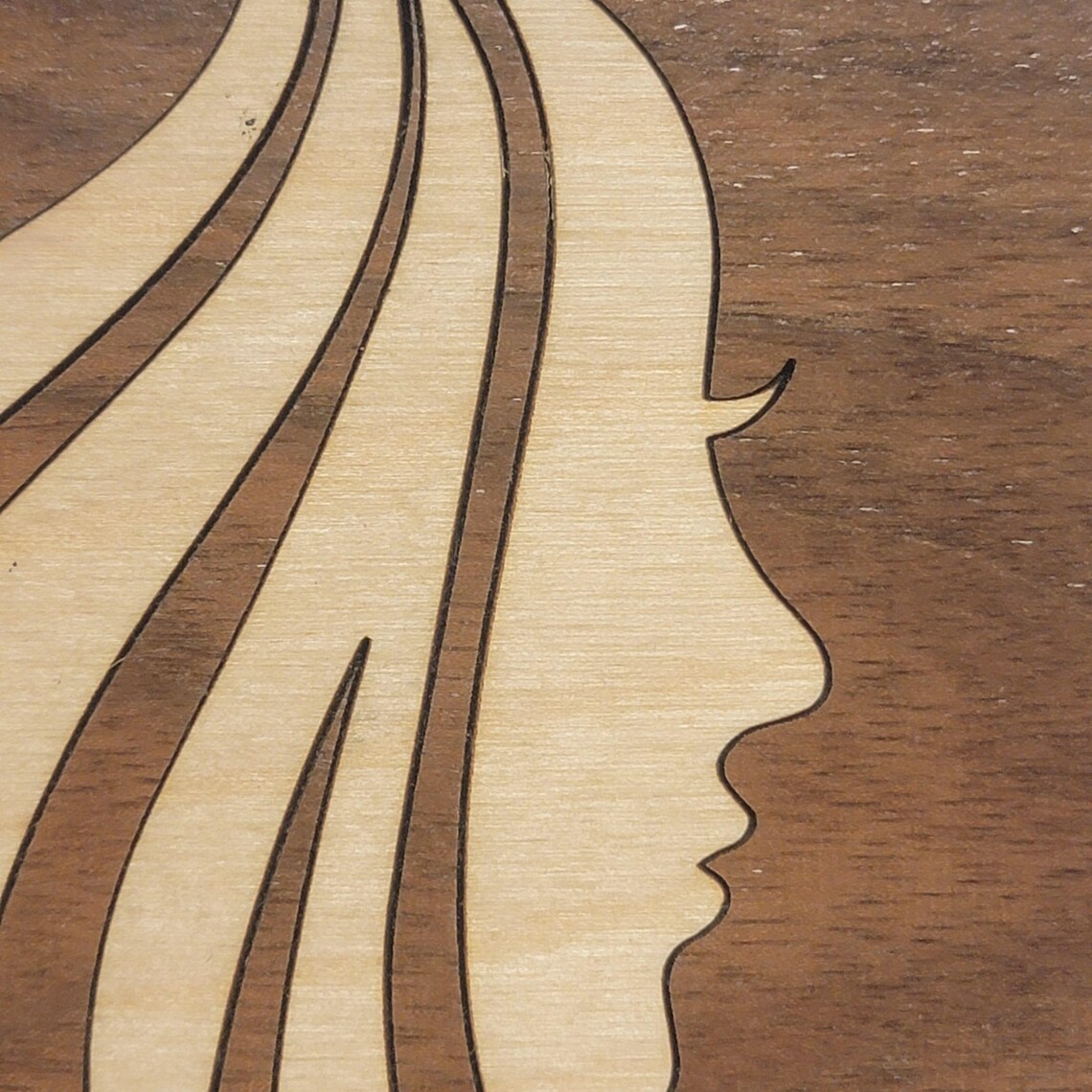 Intarsia Wood Art: Abstract Woman Face, Walnut & Birch Marquetry - Etsy