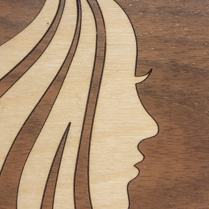 Intarsia Wood Art: Abstract Woman Face, Walnut & Birch Marquetry - Etsy