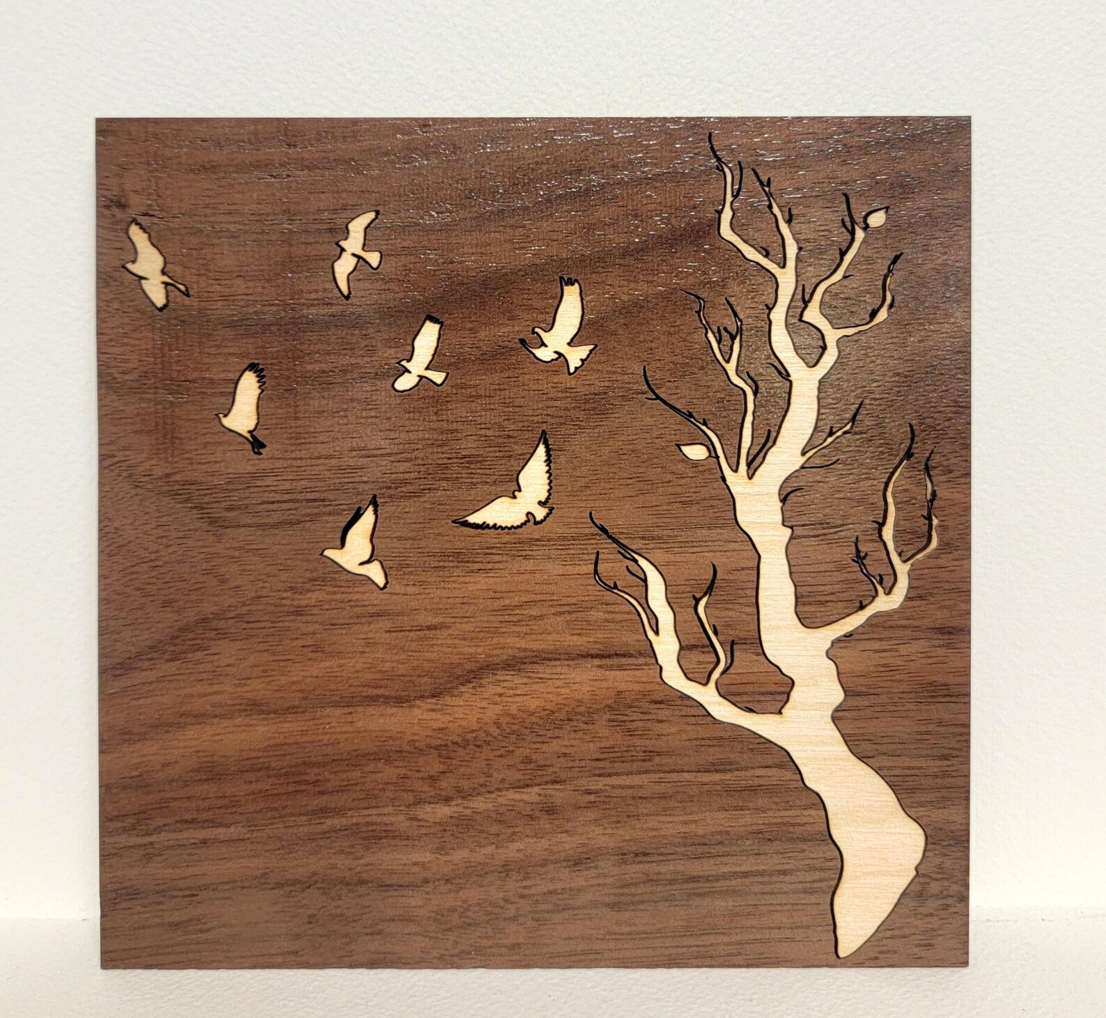 Wood Art Intarsia Marquetry Woodworking. Walnut and Birch Natural Wood ...